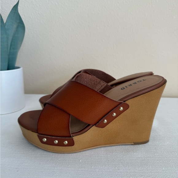 torrid | Shoes | Torrid Brown Faux Leather Western Style Wood Wedge ...